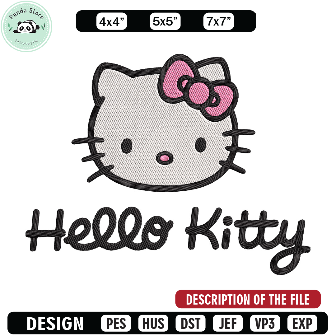 Hello Kitty logo Embroidery Design, Hello kitty Embroidery, | Inspire ...