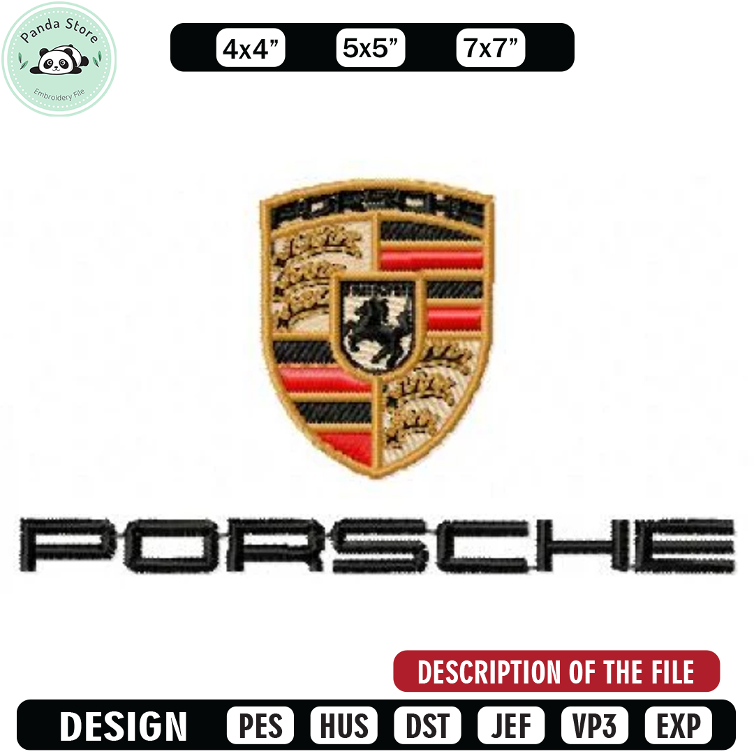 Porsche car logo embroidery design, Embroidered shirt, Car E | Inspire ...