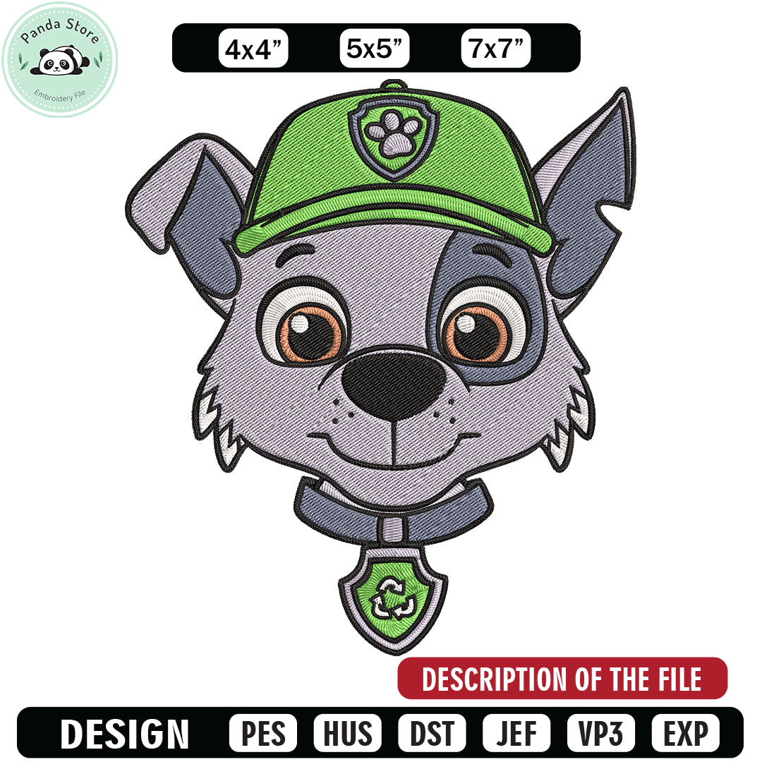 Rocky dog Embroidery Design, Paw patrol Embroidery, Embroide | Inspire ...