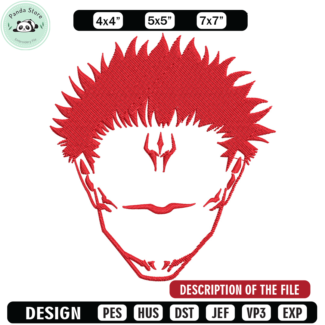 Sukuna face Embroidery Design, Jujutsu Embroidery, Embroider | Inspire ...