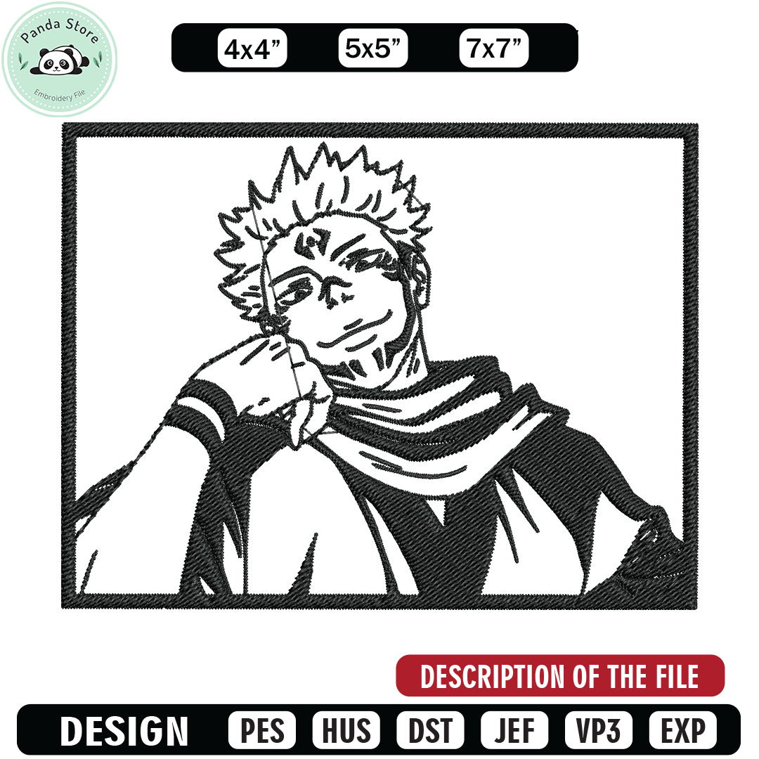 Sukuna rectangle Embroidery Design, Jujutsu Embroidery, Embr - Inspire ...