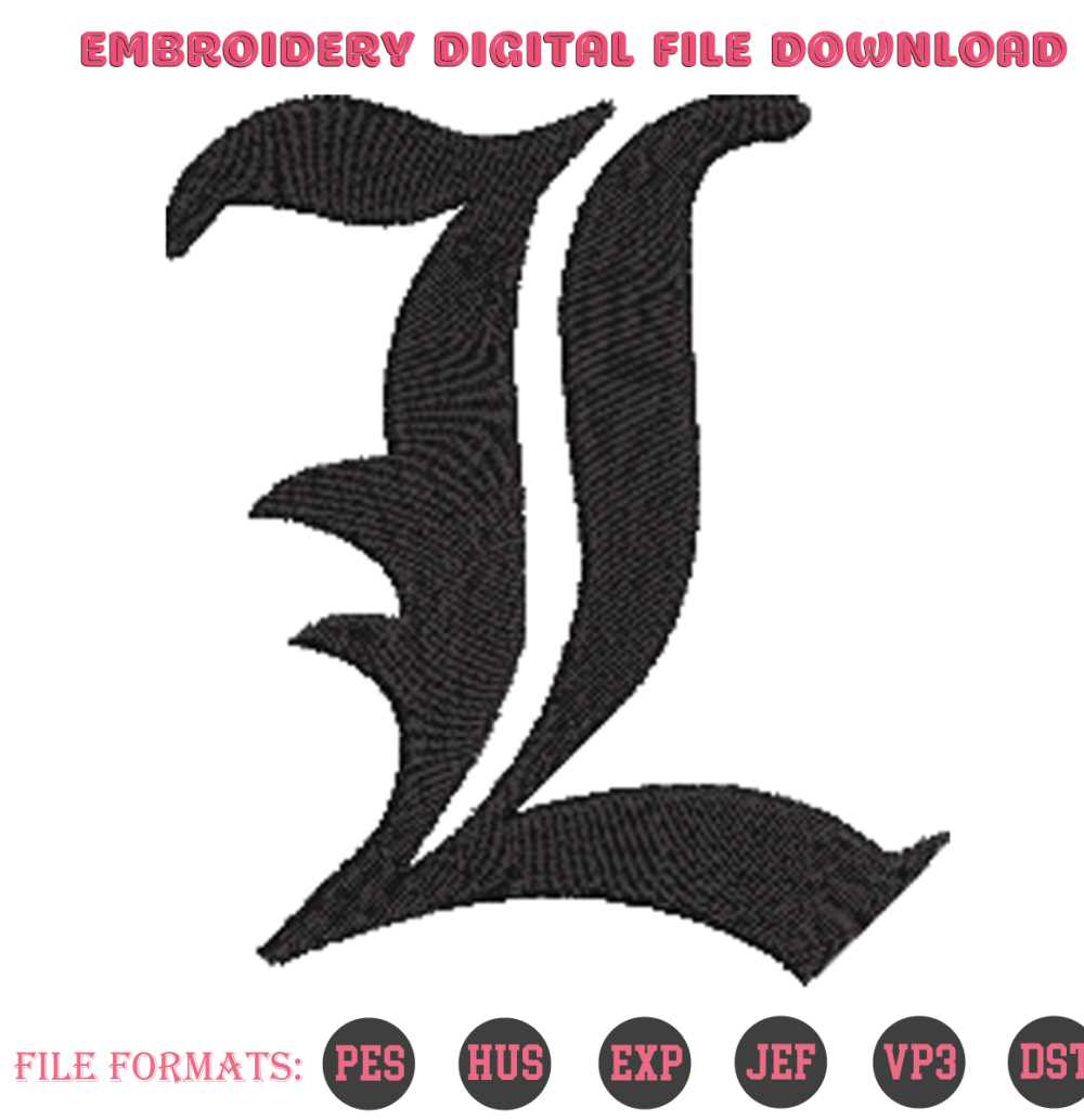 L Logo Name Anime Death Note Embroidery Design Download File | Inspire ...