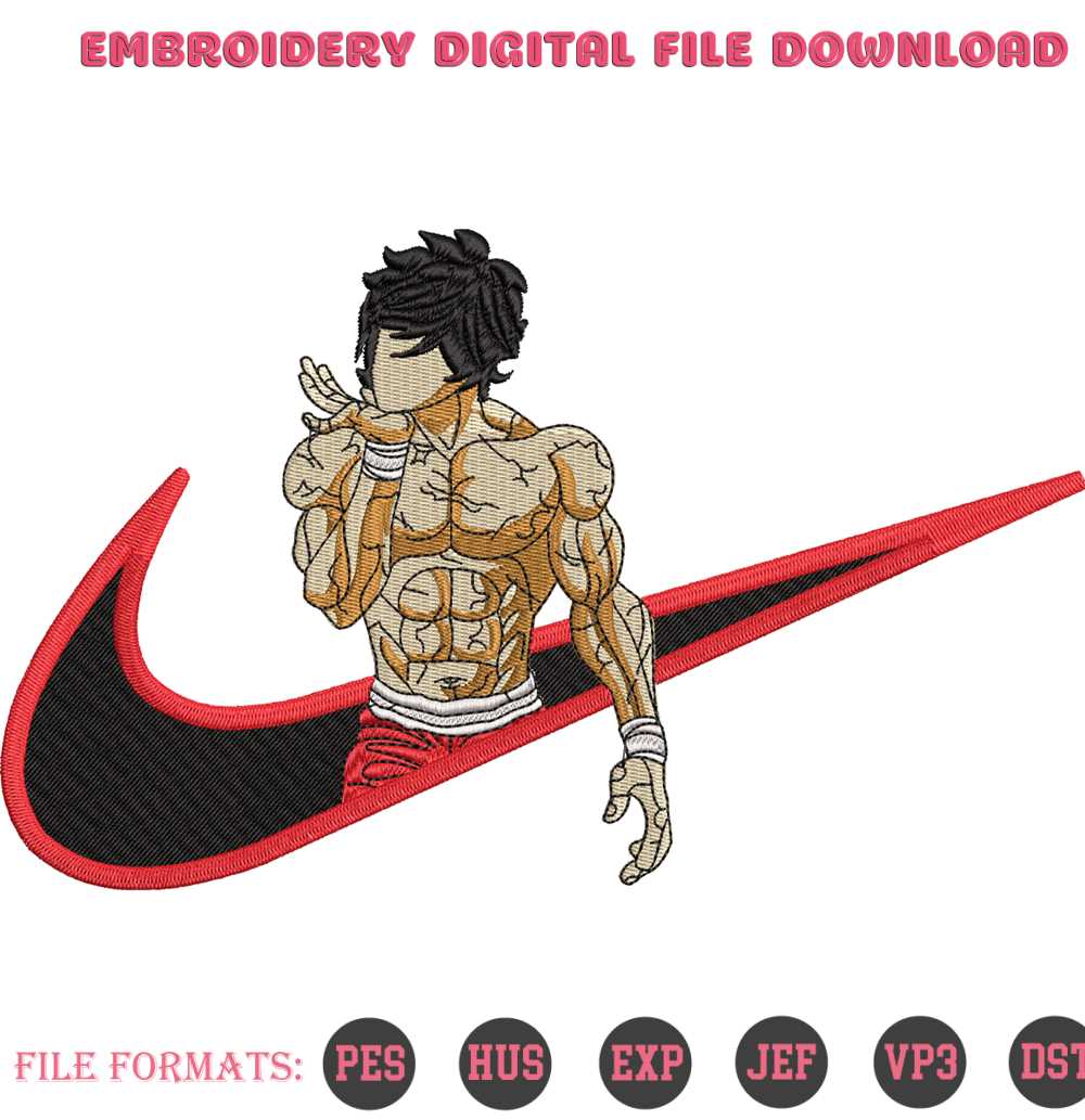 BAKI Power Nike Logo Embroidery Design Baki Hanma Anime Desi - Inspire ...