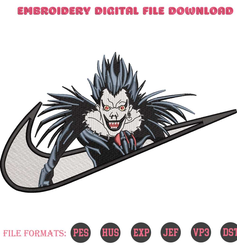 Ryuk X Nike Logo Embroidery Death Note Anime Download - Inspire Uplift