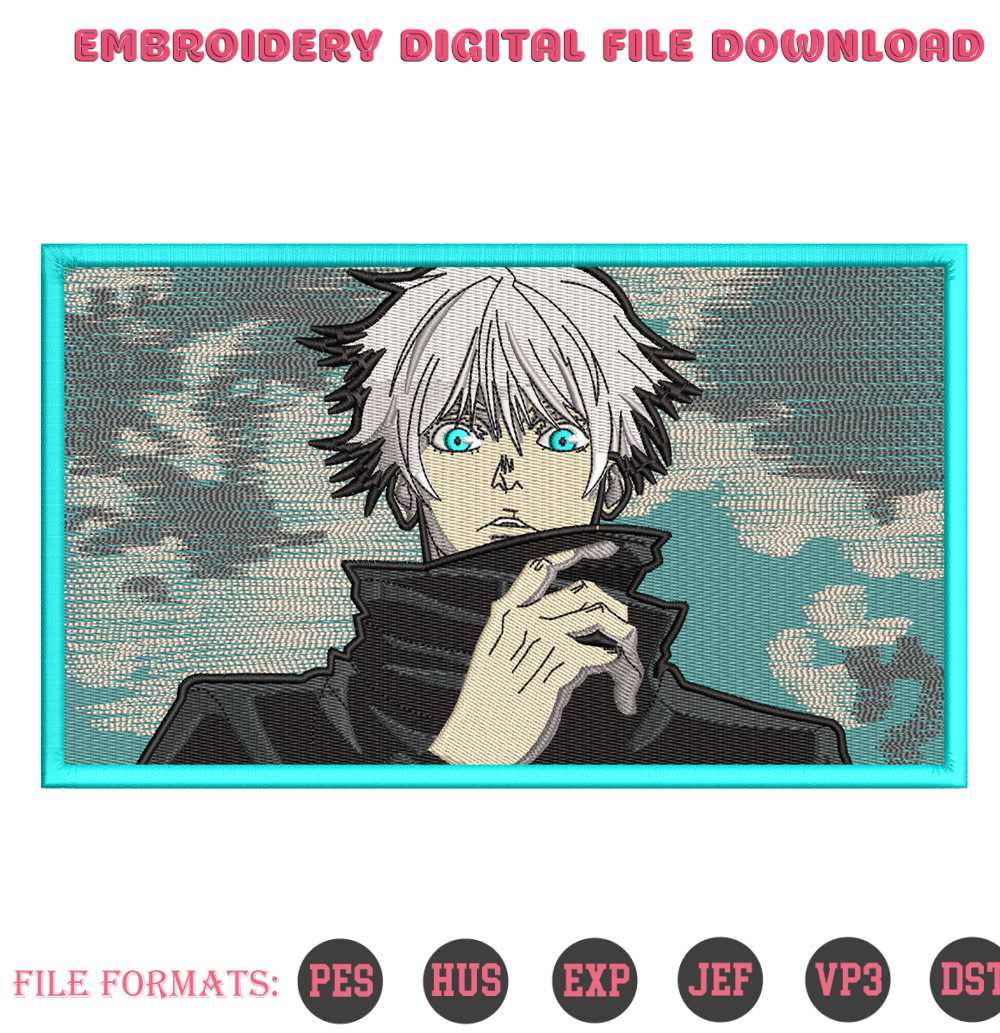 Anime Jujutsu Kaisen Gojo Satoru Embroidery Design File | Inspire Uplift