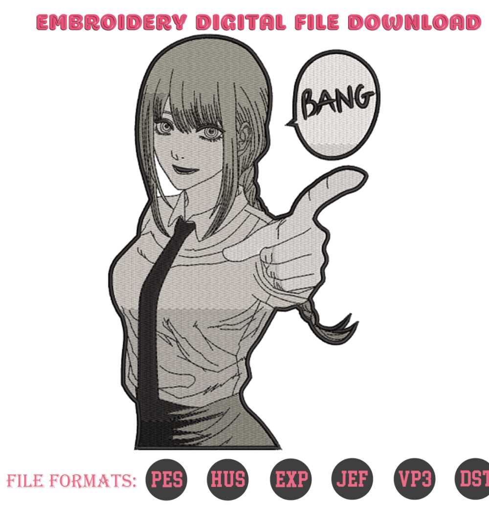 Makima Bang Embroidery Design Anime Chainsaw Man Digital Dow | Inspire ...