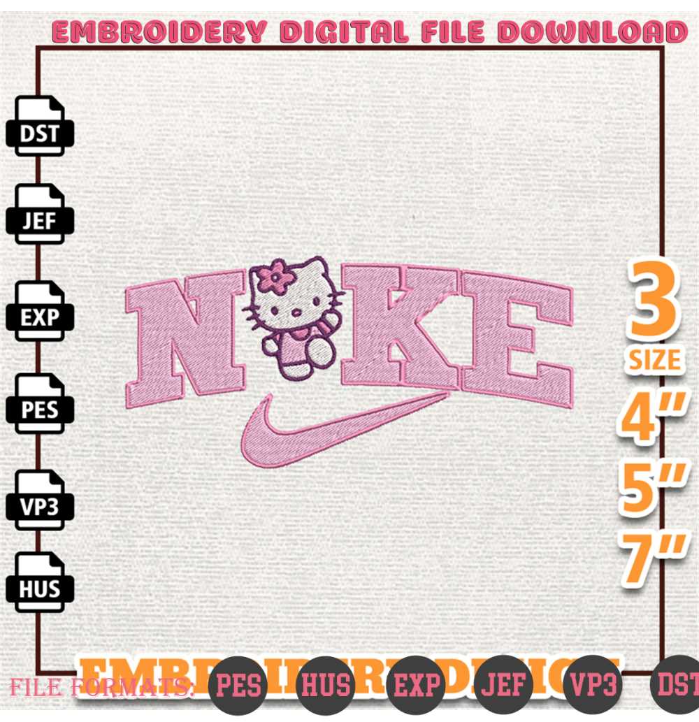Nike Hello Kitty Embroidery Design, Nike Anime Embroidery De | Inspire ...