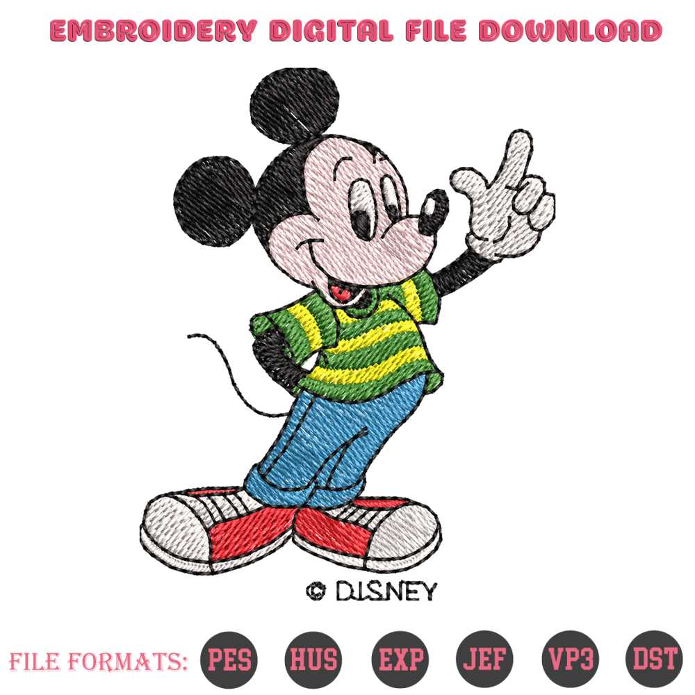 Mickey Mouse Disney Embroidery Design Download | Inspire Uplift