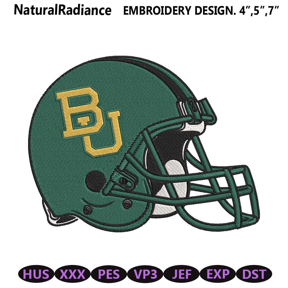 Baylor Bears Helmet Embroidery Instant Download | Inspire Uplift