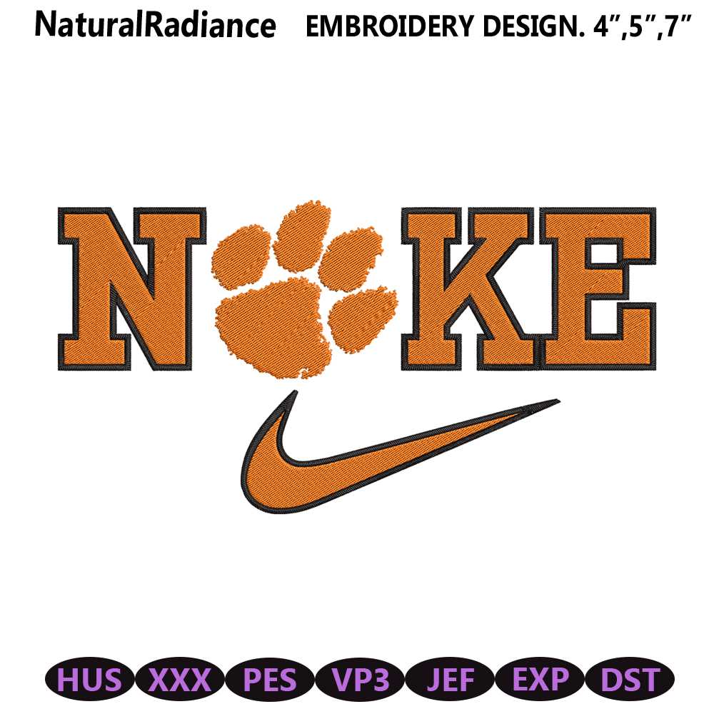 Clemson Tigers Nike Logo Embroidery Design Download | Inspire Uplift