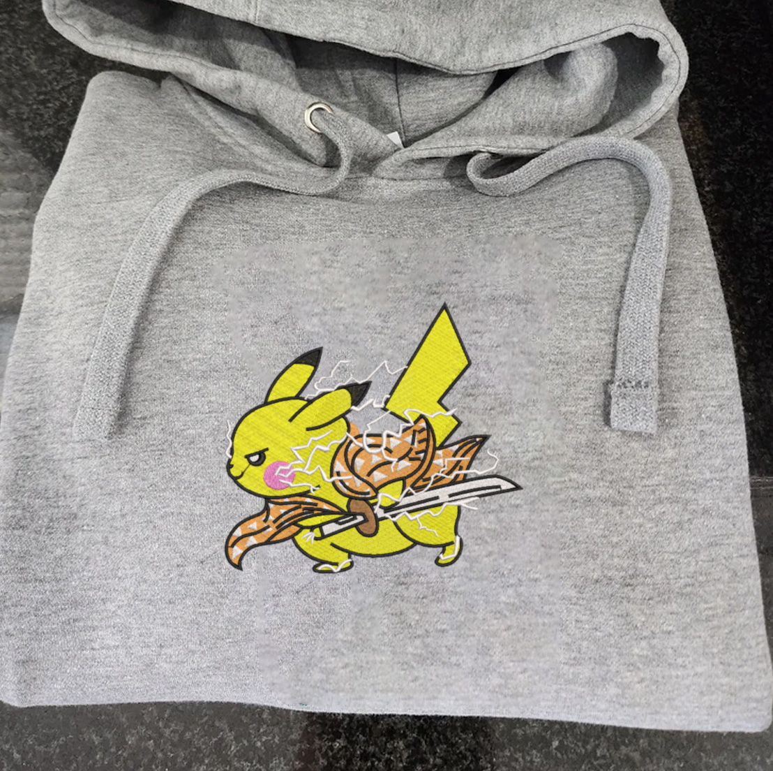 Pikachu Cosplay Zenitsu Embroidered Crewneck, Demon Slayer x | Inspire ...