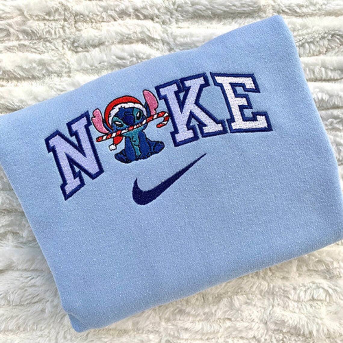 Disney Stich Blue Nike Logo Embroidered Sweatshirt | Inspire Uplift