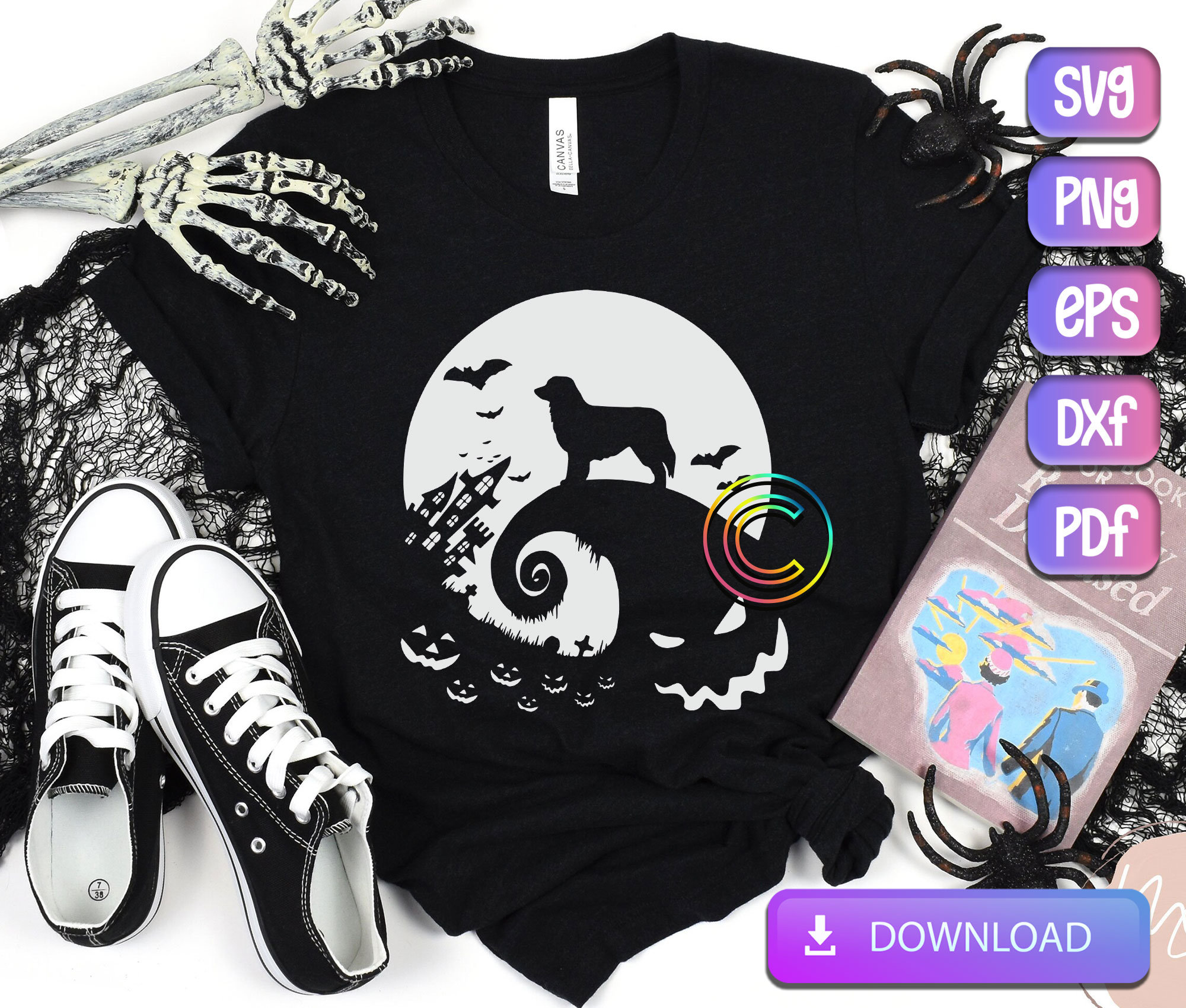 Halloween Australian Shepherd and Moon SVG, Australian Sheph | Inspire ...