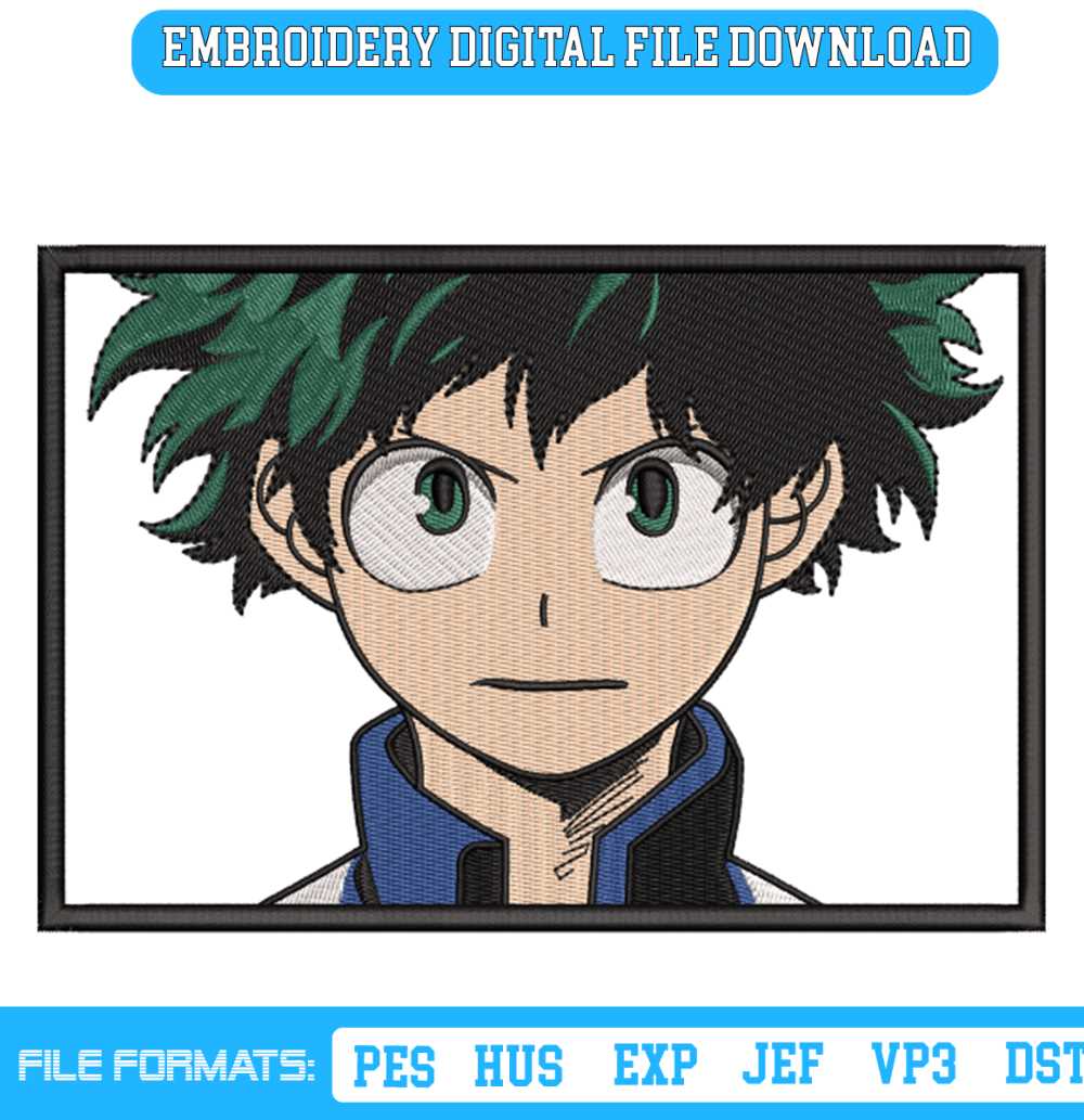 Izuku Midoriya Face Box Embroidery Design Anime My Hero Acad | Inspire ...