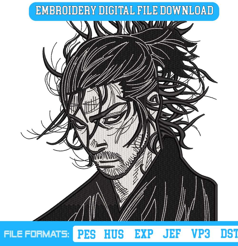 Musashi Miyamoto Embroidery Design Instant Download | Inspire Uplift