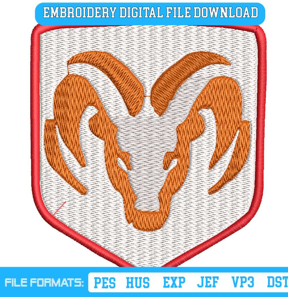 Dodge Ram Embroidery Design Logo Car Embroidery File Downloa - Inspire ...