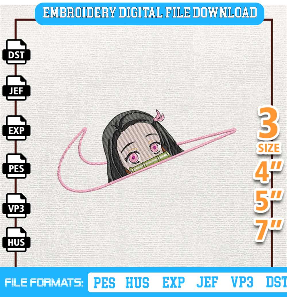 Nike Nezuko Demon Slayer Embroidery Design, Nike Anime Embro | Inspire ...