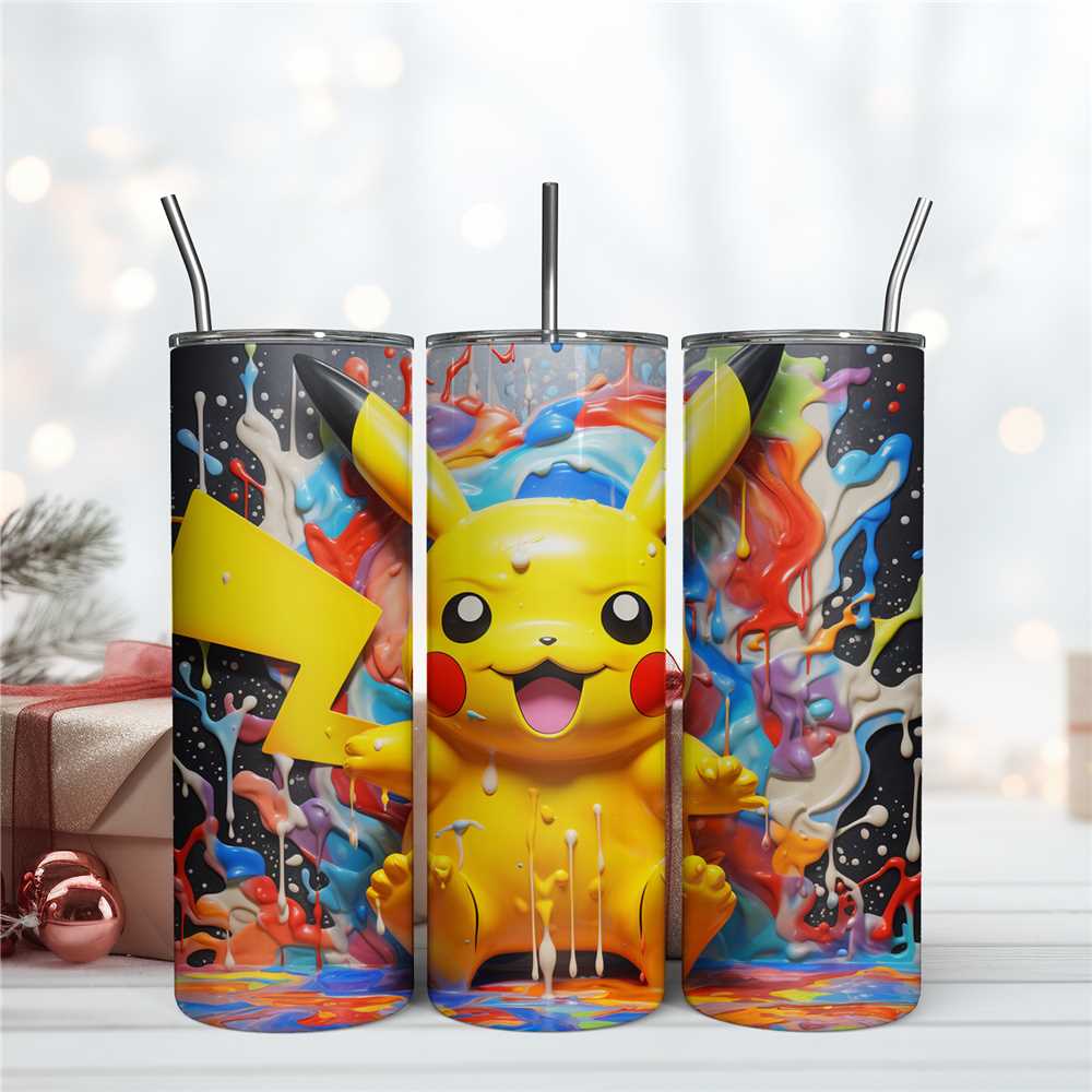 3D Inflated Pikachu Dripping Tumbler Design, Pokemon Tumbler - Inspire ...