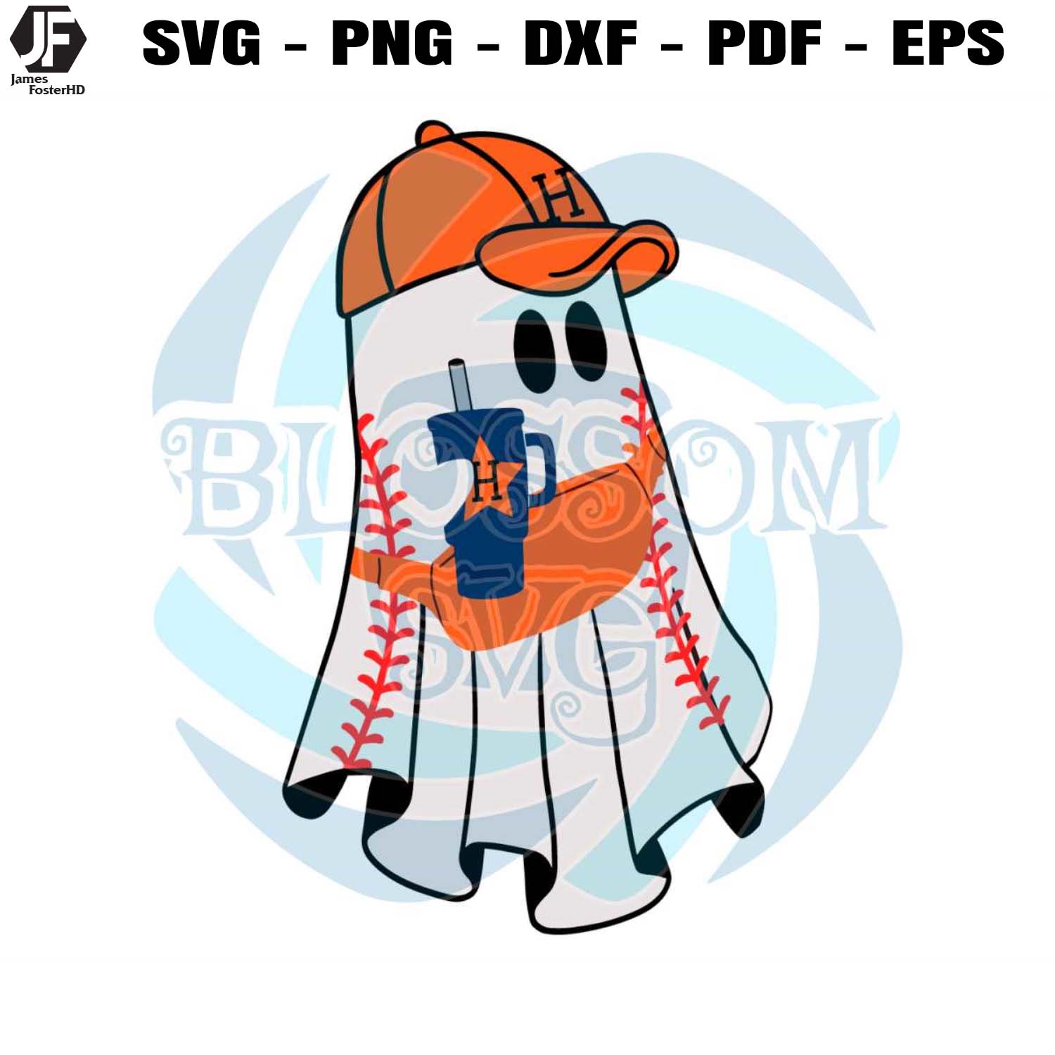 Astros Halloween Baseball Boujee Stanley Ghost SVG File | Inspire Uplift