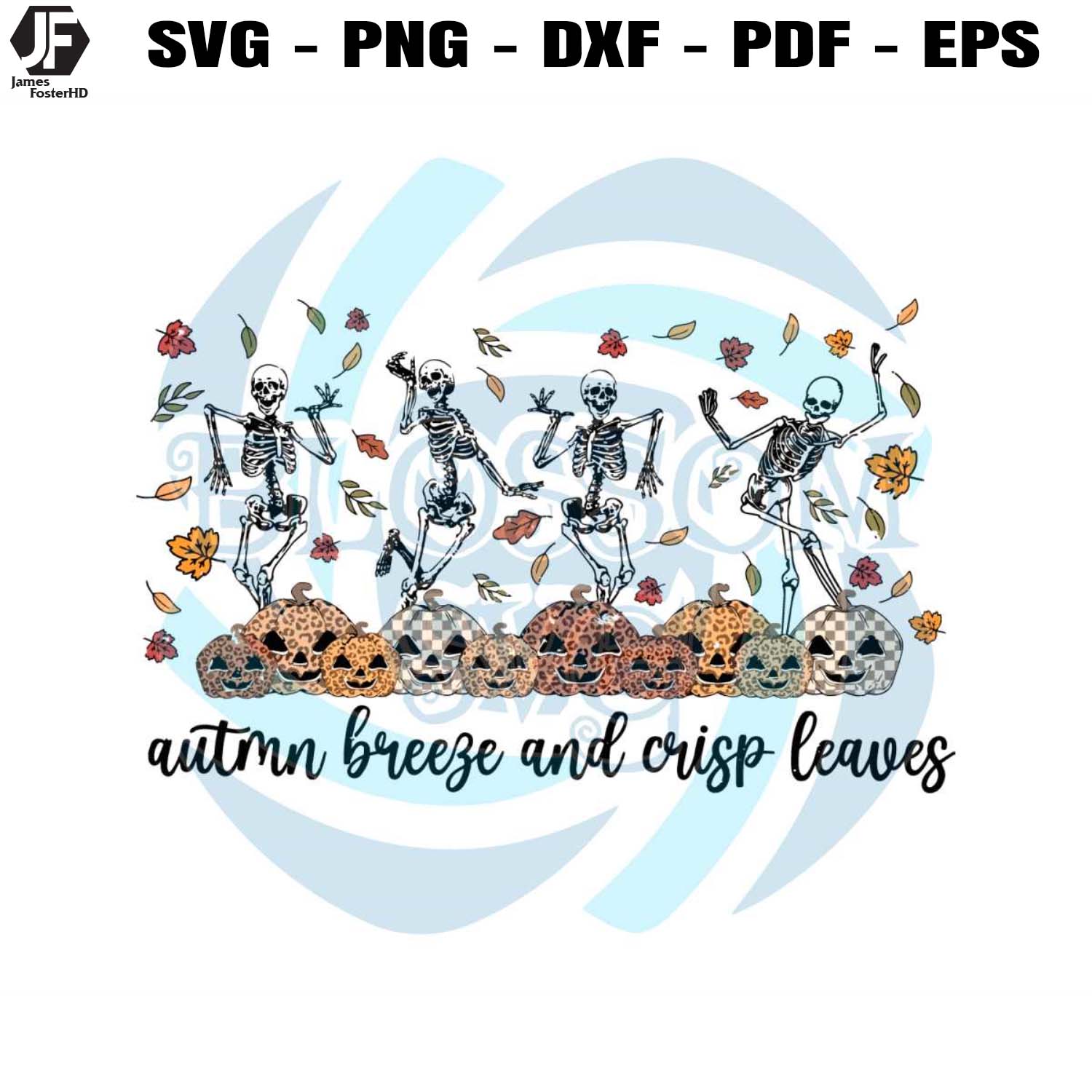 Autumn Breeze And Crisp Leaves Dancing Skeleton SVG File - Inspire Uplift