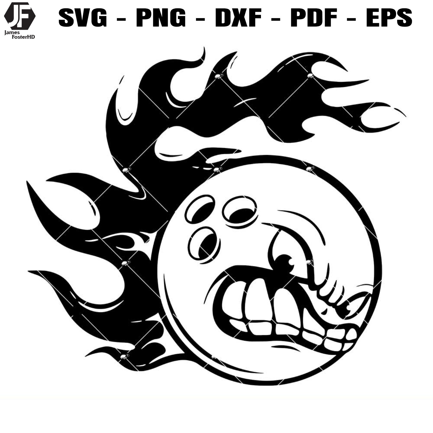 Angry Bowling Ball Svg, Ball on Fire Svg, Flaming Bowling | Inspire Uplift