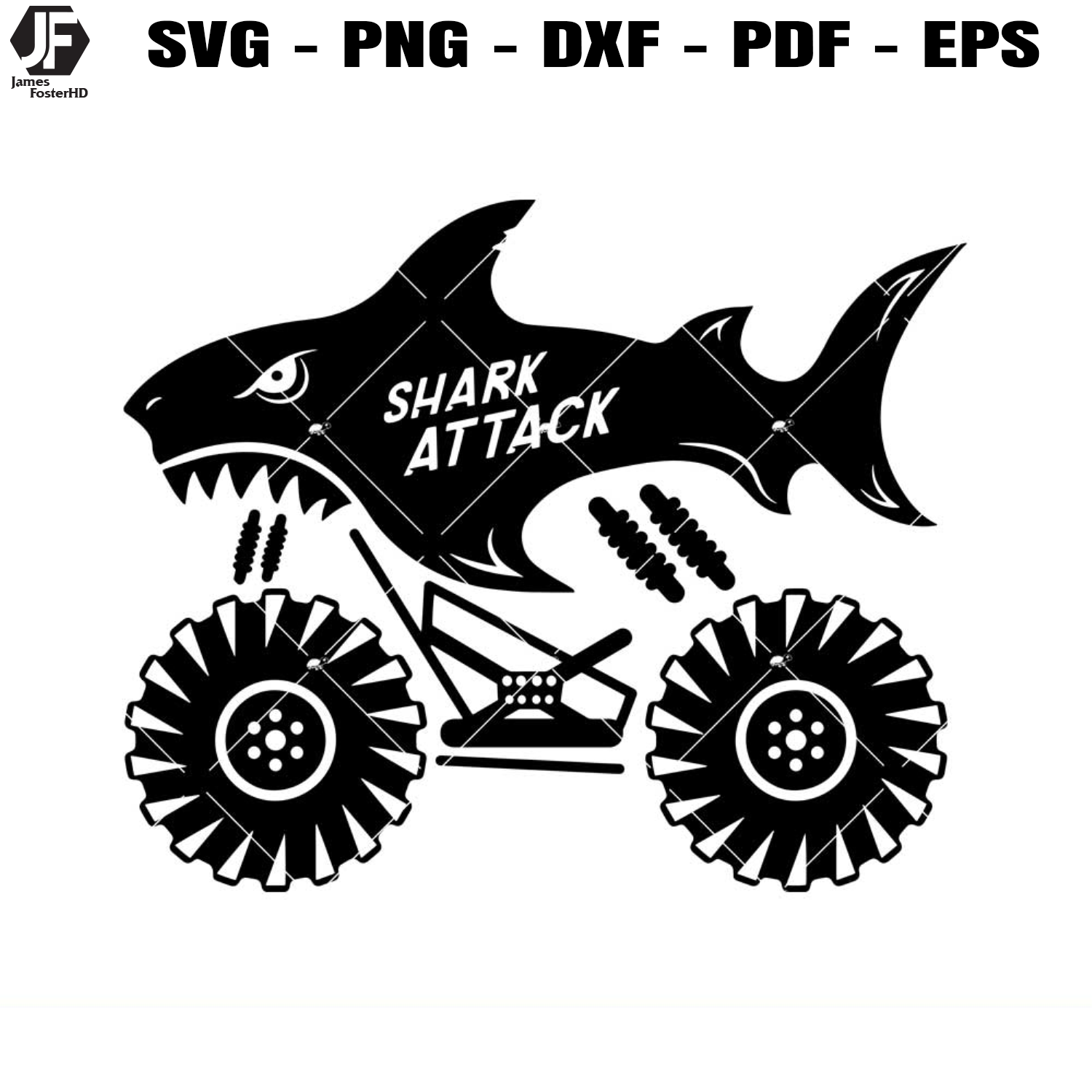 Shark Monster Truck Svg, Shark Attack Svg, Truck Svg | Inspire Uplift