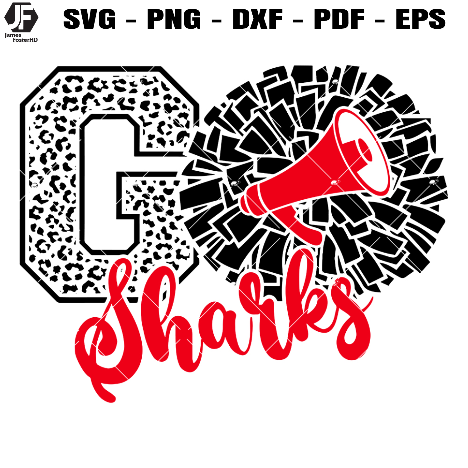 Sharks Cheer Svg, Cheerleading Sharks Svg, Go Sharks Svg | Inspire Uplift