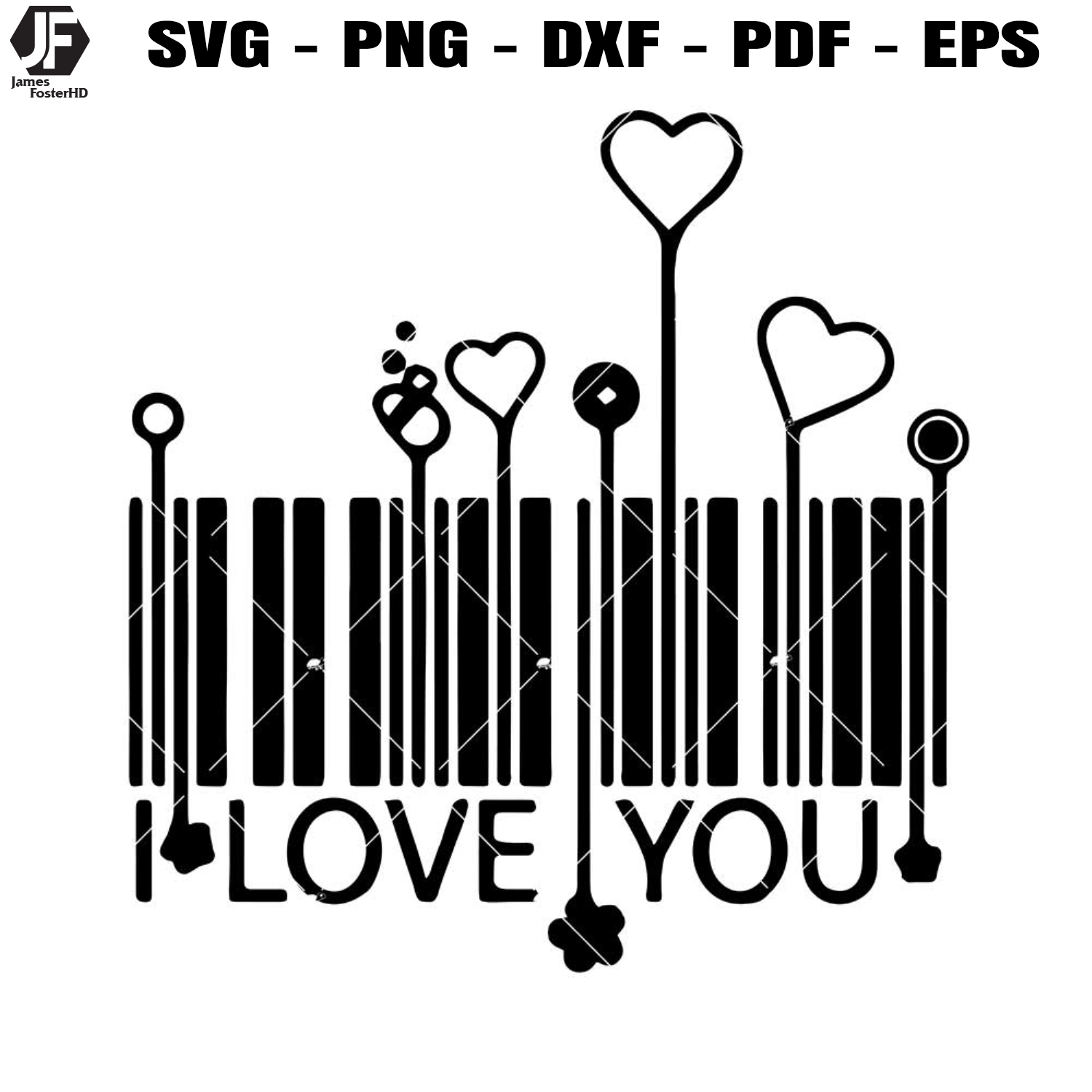I Love You Svg Svg, Love Barcode Svg - Inspire Uplift