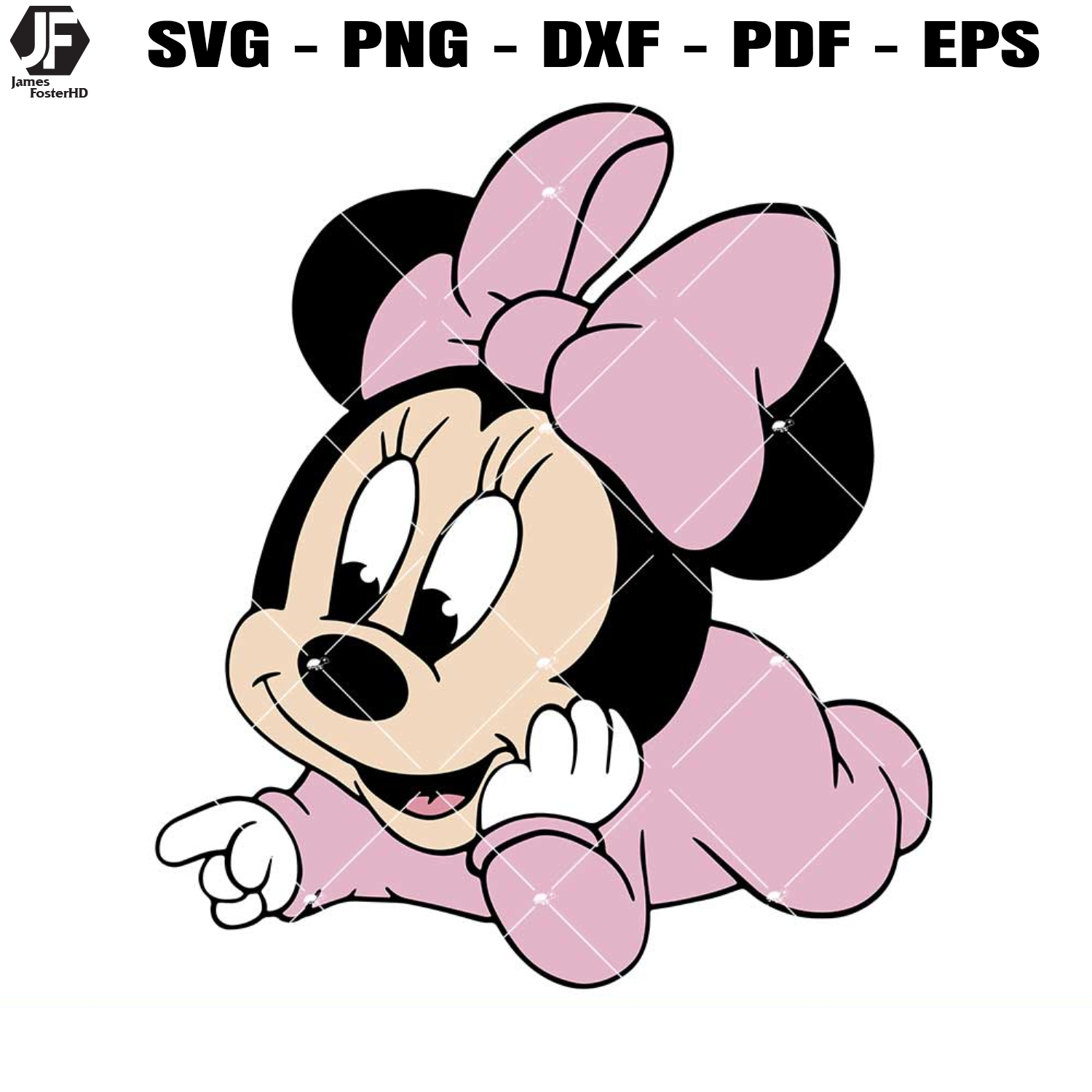 Baby Minnie Lying with Pink Suit Svg, Cute Minnie Svg - Inspire Uplift