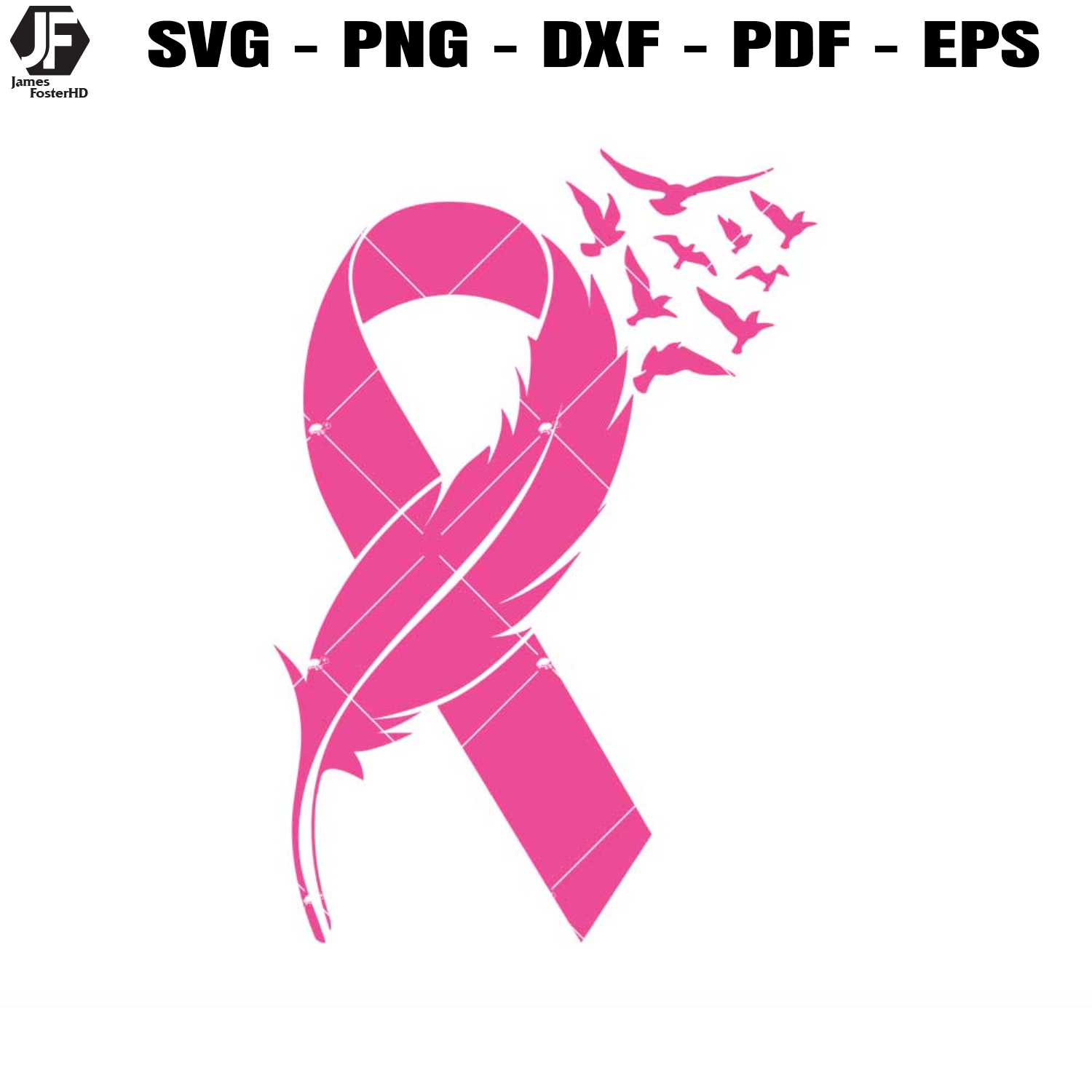 Feather Pink Ribbon Svg, Breast Cancer Awareness Svg | Inspire Uplift