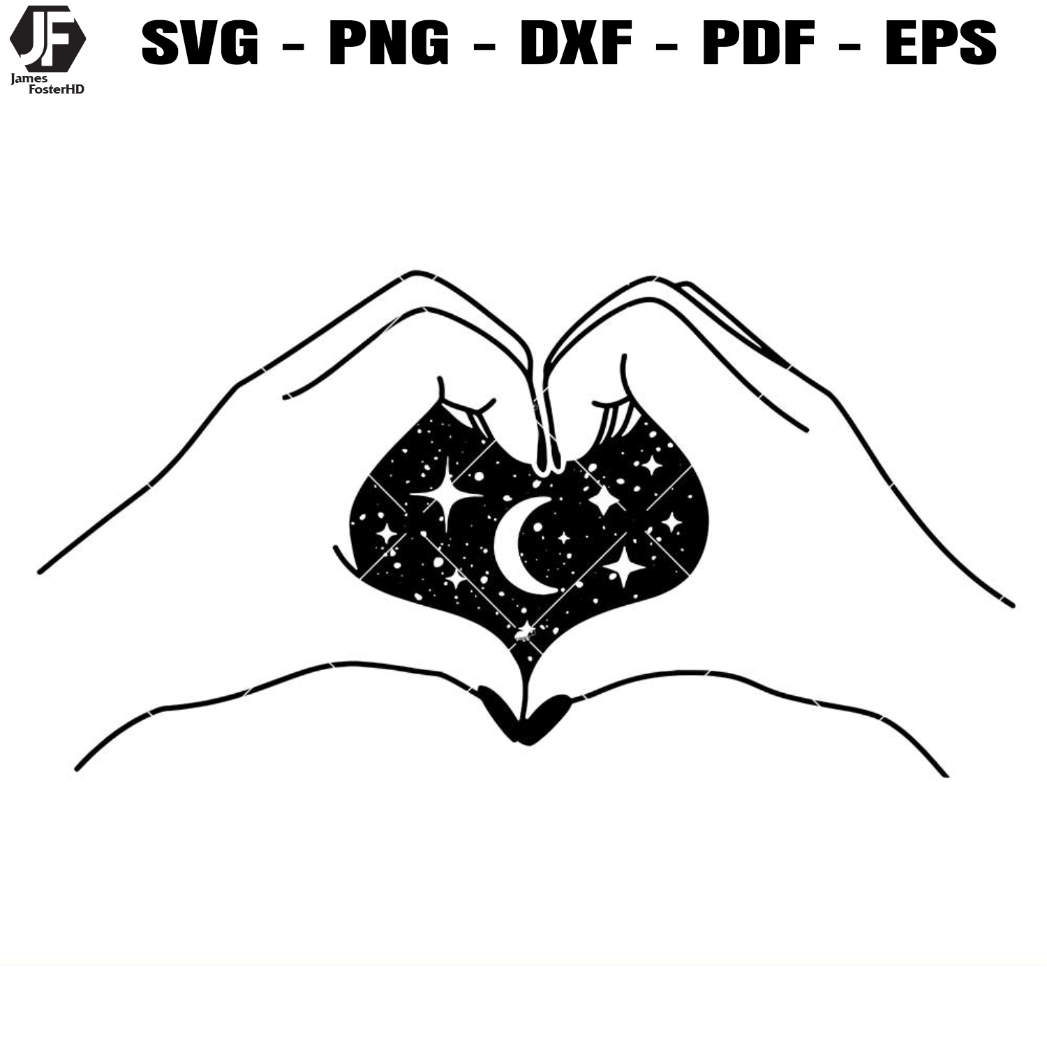 Heart Sky Moon and Stars Svg, Love Hand Sign Svg, Love Svg | Inspire Uplift