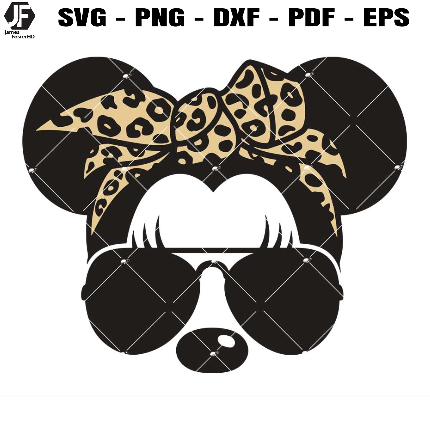 Minnie With Leopard Print Bandana Svg, Minnie Sunglasses Svg - Inspire ...