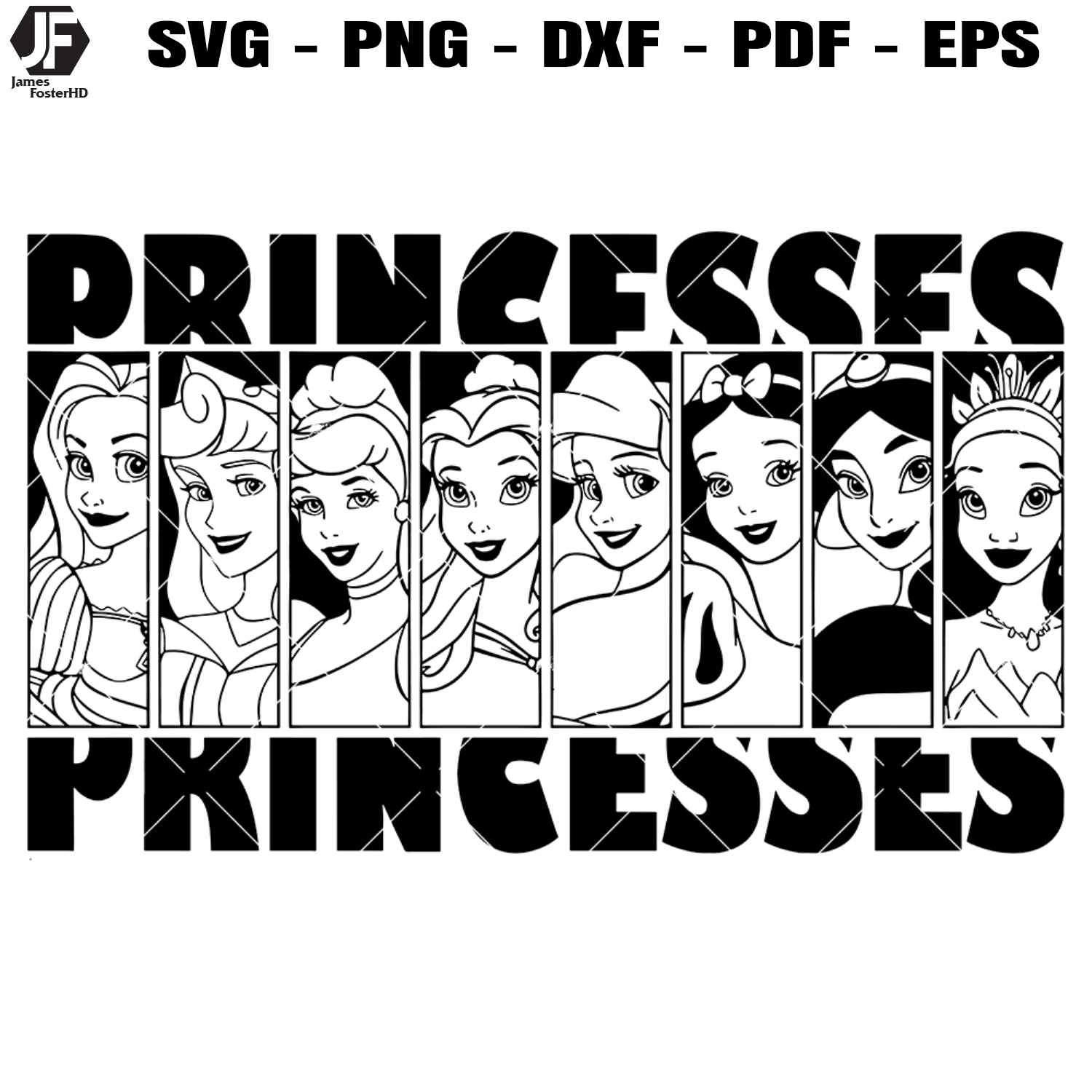 Princesses Girls Svg, Princess Silhouette Svg, Disney Svg | Inspire Uplift