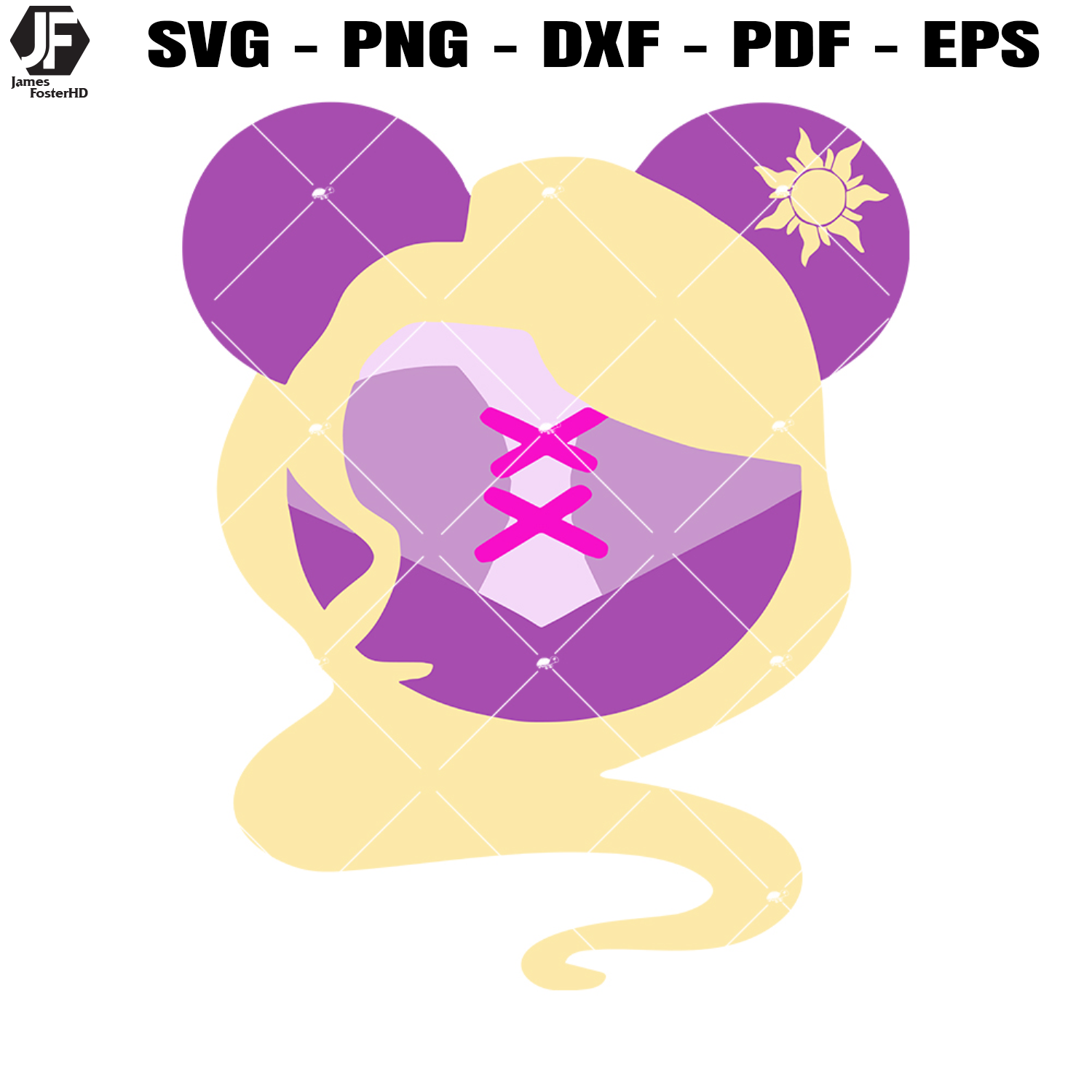 Tangled Mouse Head Svg, Cloud-haired Beauty Svg, Princess - Inspire Uplift