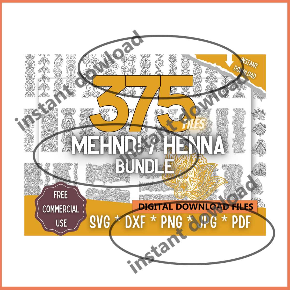 Mehndi Henna SVG Bundle Indian Body Art and Decor For Cricut | Inspire ...