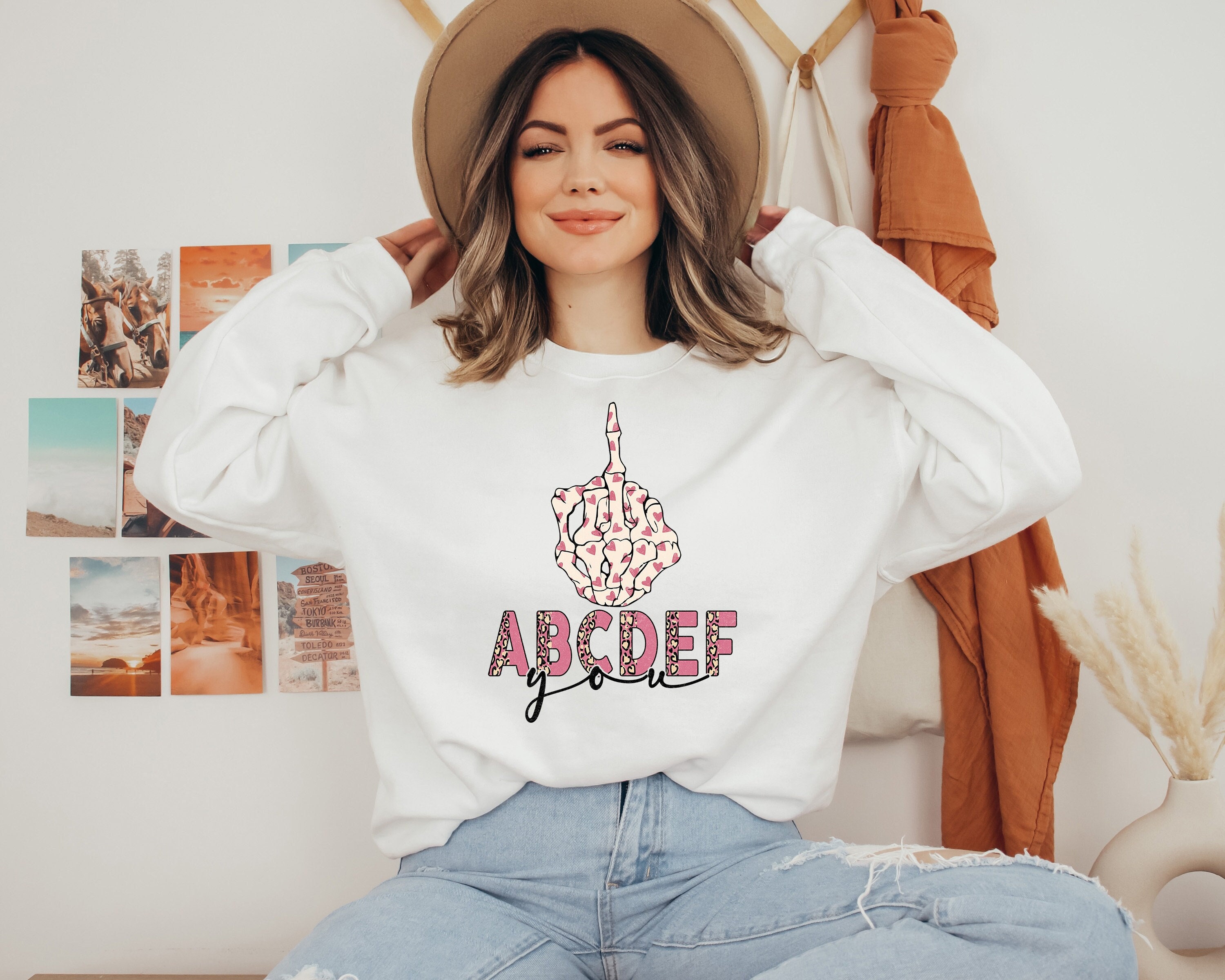 ABCDEF Skeleton Middle Finger, Skeleton Valentines Sweatshir | Inspire ...