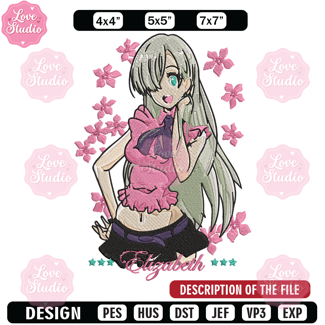 Elizabeth Embroidery Design, Seven Deadly Sins Embroidery, E - Inspire ...