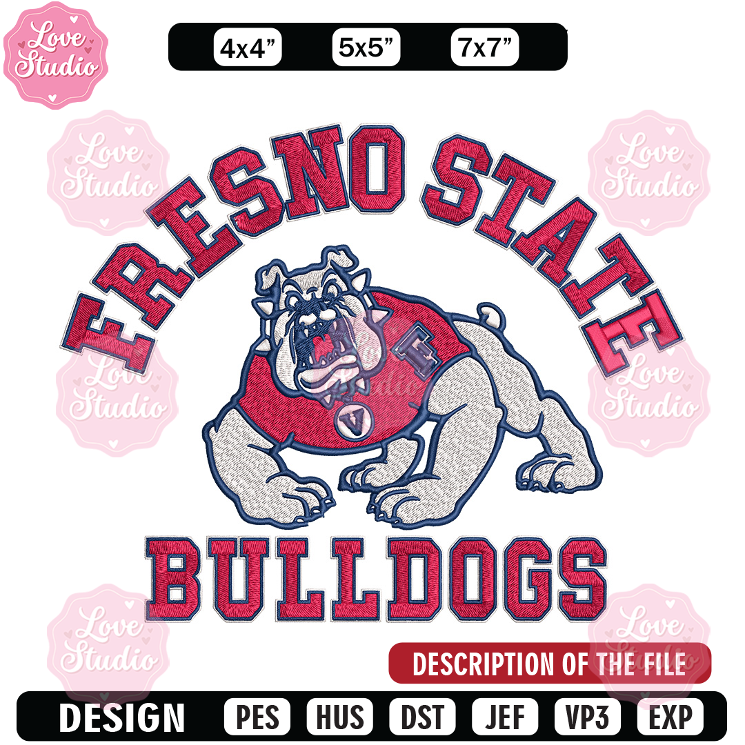 Fresno State Bulldogs logo embroidery design, Sport embroide | Inspire ...