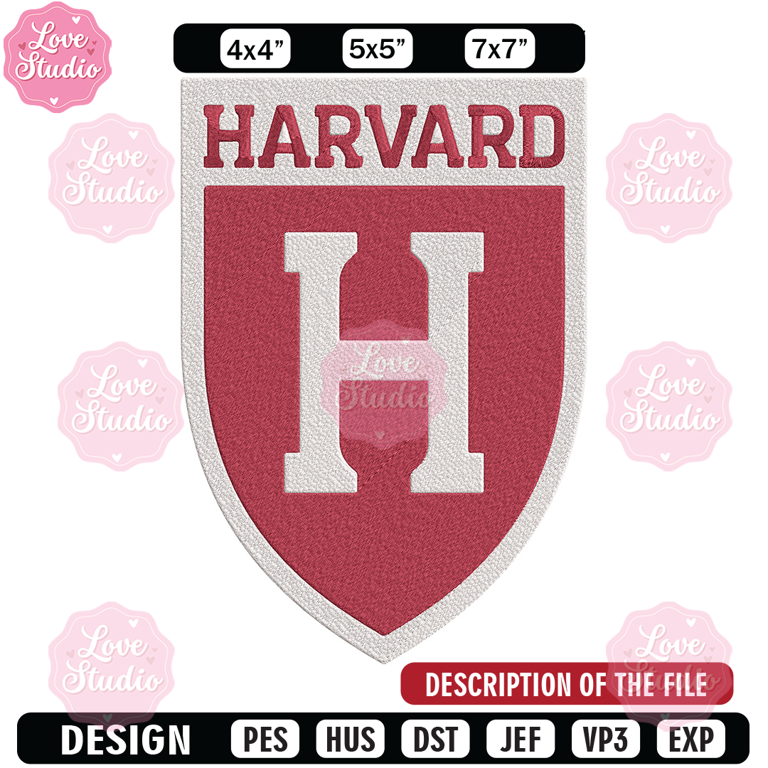 Harvard University logo embroidery design, NCAA embroidery, - Inspire ...