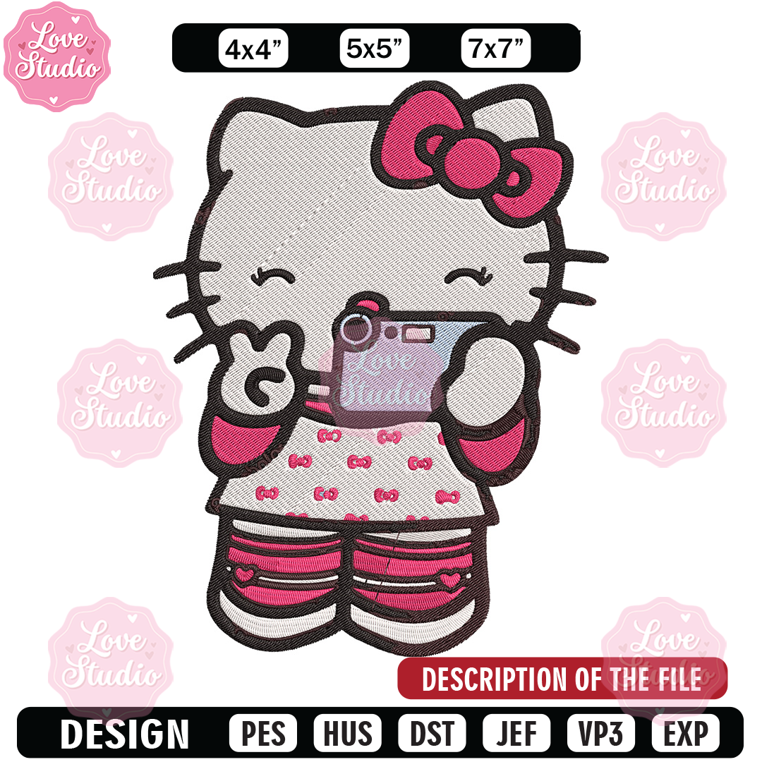 Hello kitty selfie Embroidery Design, Hello kitty Embroidery | Inspire ...