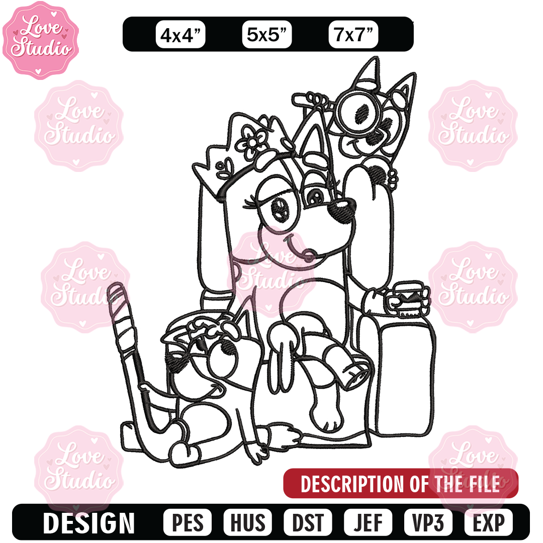 Mum bluey bingo Coloring Pages Embroidery, Bluey Embroidery, | Inspire ...