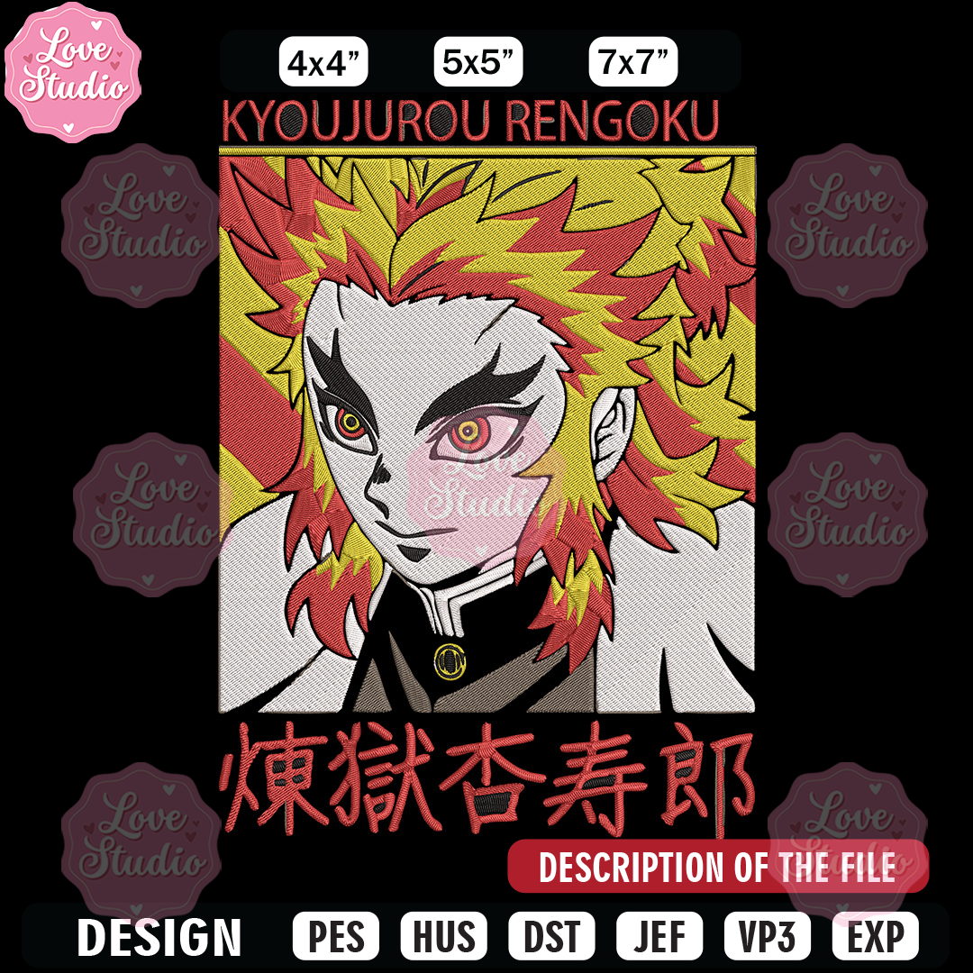 Rengoku Poster Embroidery Design,Demon slayer Embroidery, Em | Inspire ...