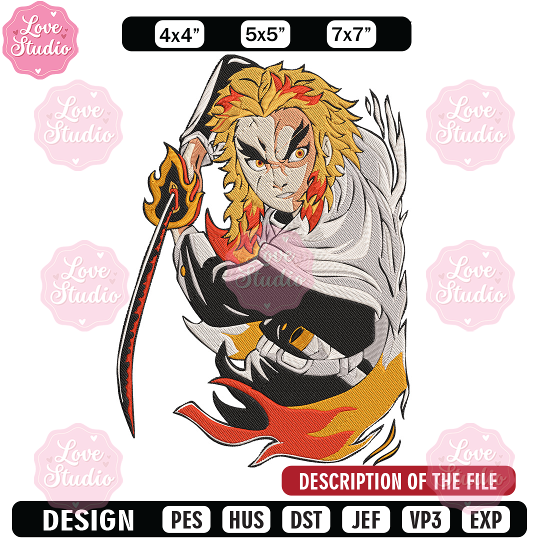 Rengoku poster Embroidery Design, Demon slayer Embroidery, E - Inspire ...