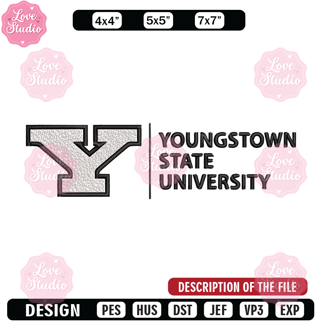 Youngstown state logo embroidery design, NCAA embroidery, Sp - Inspire ...