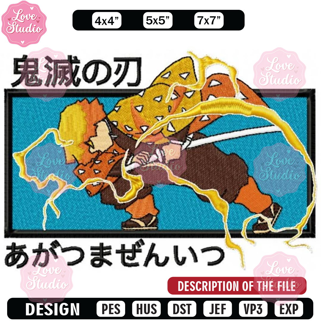 Zenitsu attack form embroidery design, Anime Embroidery, Ani - Inspire ...