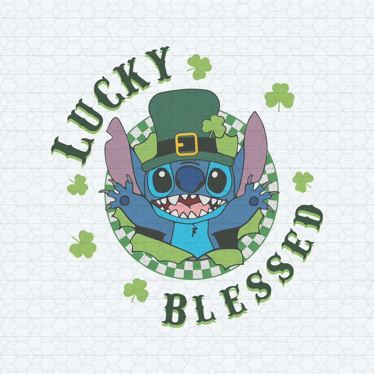 St Patrick's Day Lucky And Blessed Stitch SVG | Inspire Uplift