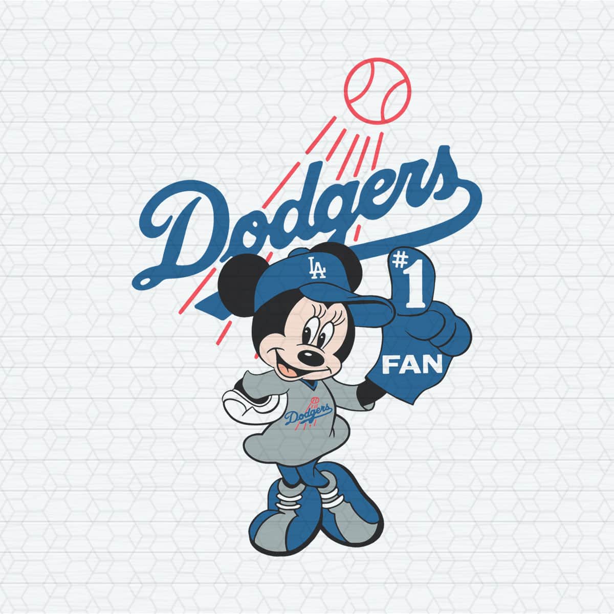 Cute Minnie Mouse Dodgers Fan Baseball SVG | Inspire Uplift