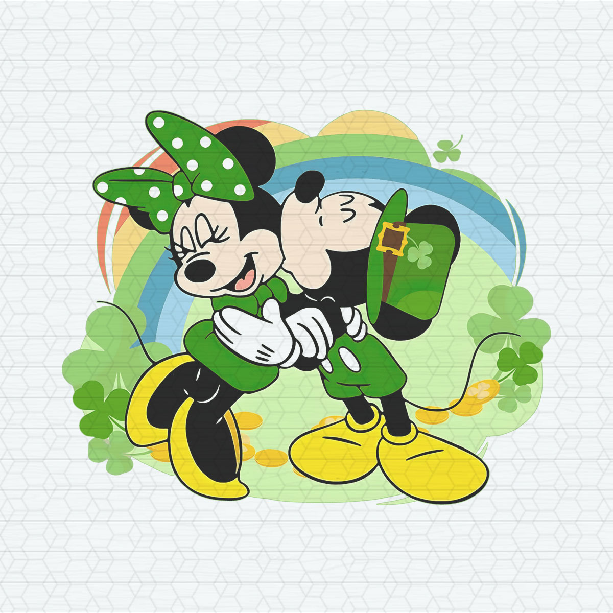 Mickey Minnie Irish Four Leaf Clover Patrick's Day PNG - Inspire Uplift