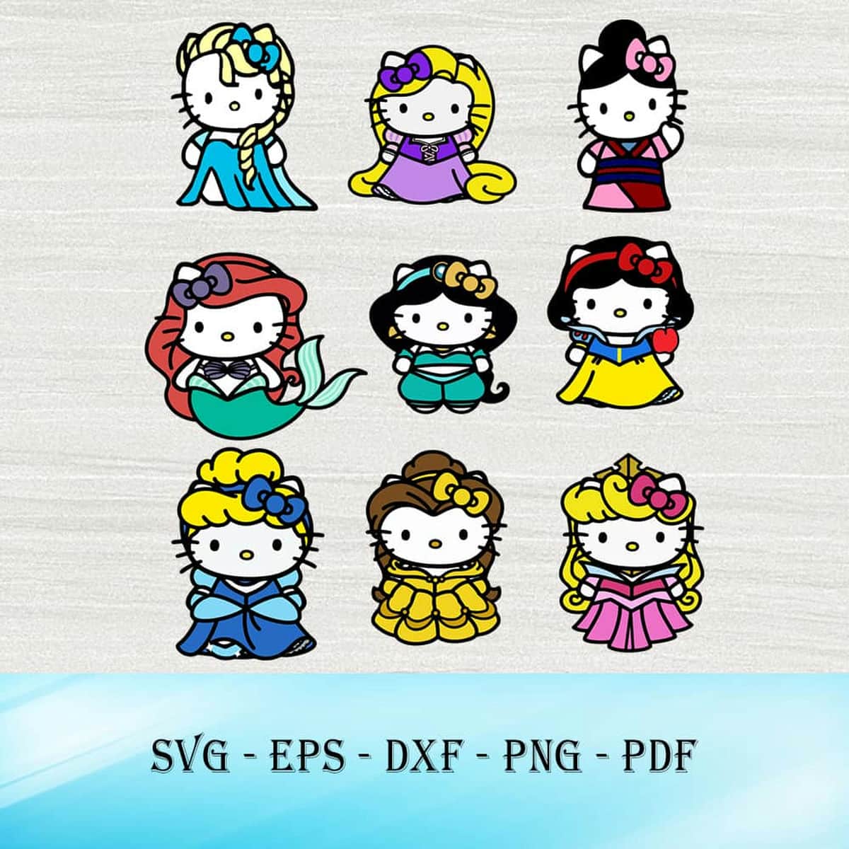 Hello Kitty Disney Princess SVG, Hello Kitty Lovers, Disney | Inspire ...