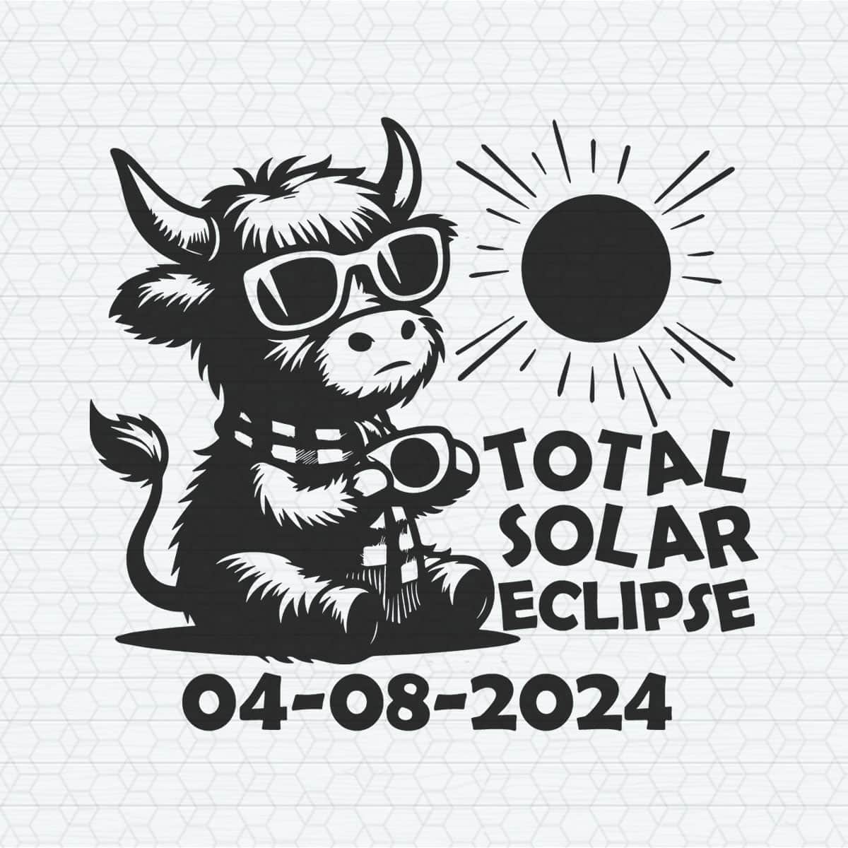 Highland Cow Total Solar Eclipse SVG | Inspire Uplift